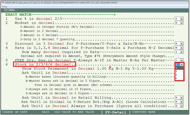 How To Enable Stock In Decimal In Marg Software