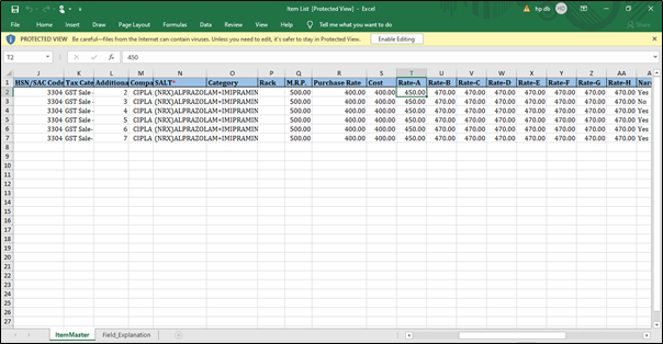 How To Import Item From Excel In Marg Books