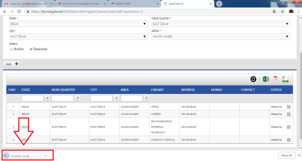 How To Export All Deactive Chemist Details In Excel From Sfaxpert