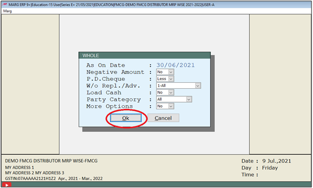 How to view Outstanding with Agening Summary Report in Marg Software