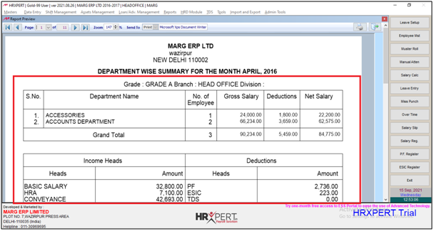 How to view Monthly Salary Register Summary in HRXpert Software
