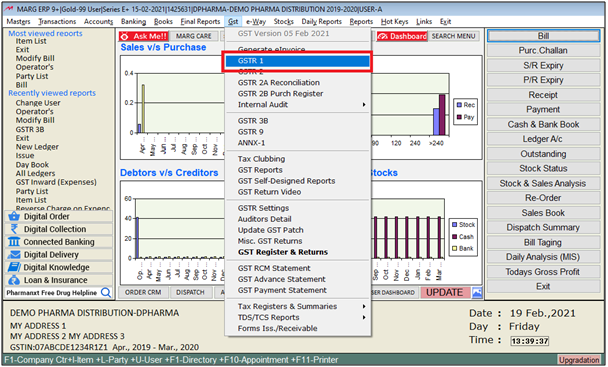 How To Generate GSTR1 Excel Template In Marg Software