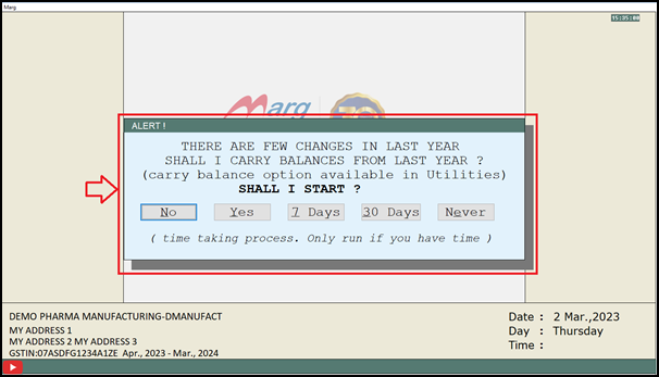 How to Run Carry Balance in Marg Software