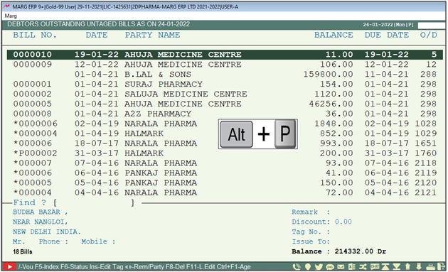 How to view Un-Tag bills Report in Marg Software?